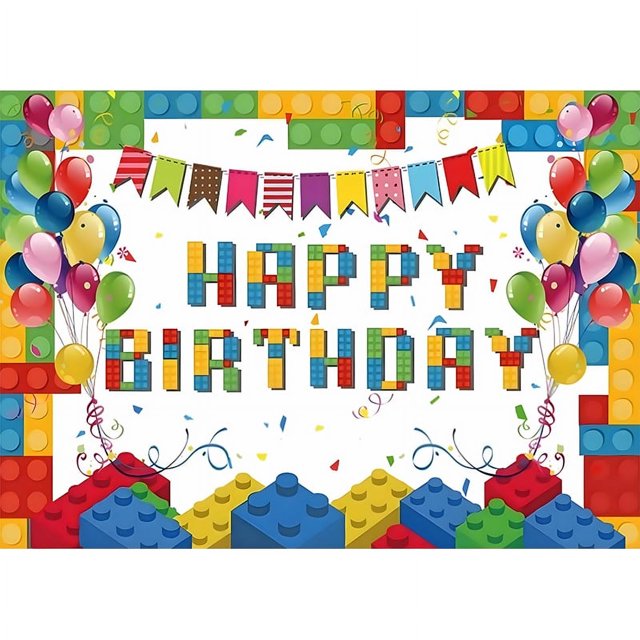 Building Blocks Party rations Backdrop For Photography Birthday ...