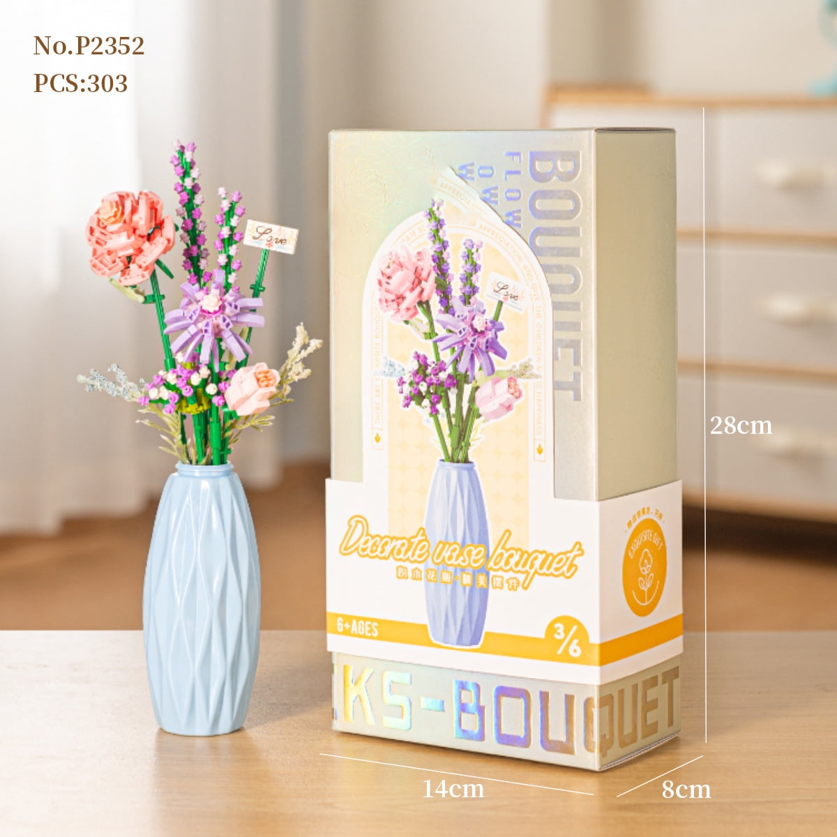 Building Blocks Set Adults Flower Bouquet 3d Designer Mini Blocks Toy ...