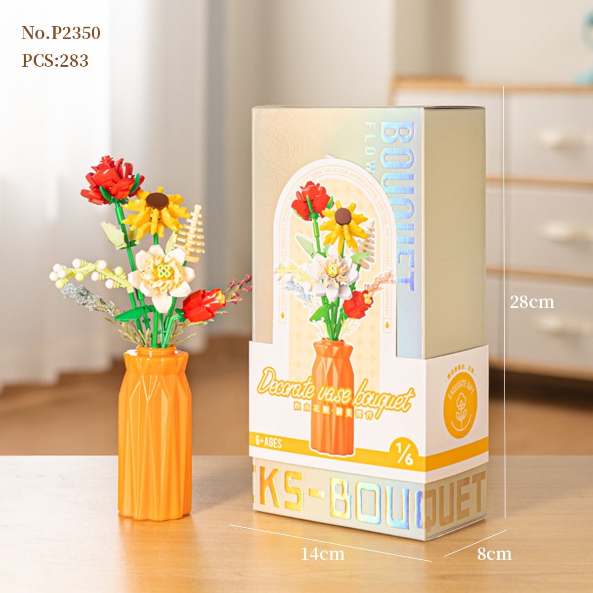 Building Blocks Set Adults Flower Bouquet 3d Designer Mini Blocks Toy Constructor Micro Bricks ...