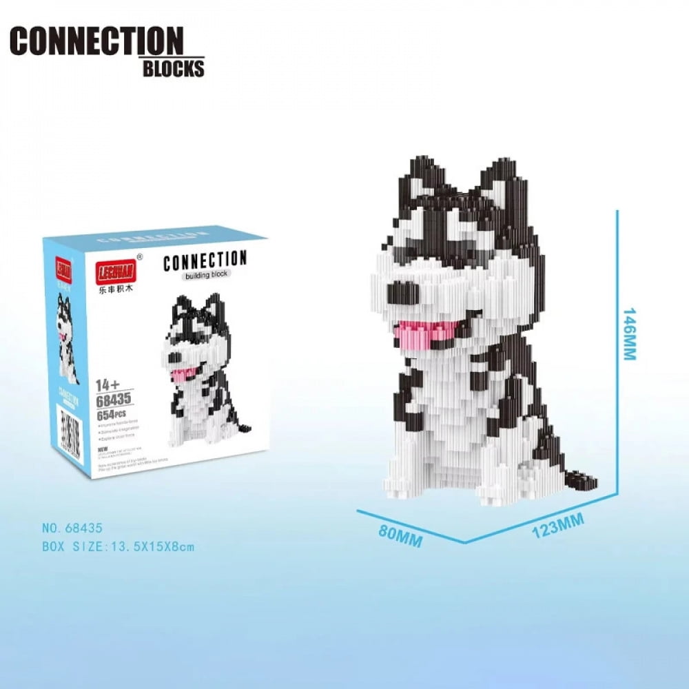 Building Blocks Set Collie Husky Bulldog Corgi Schnauzer 3D Model ...