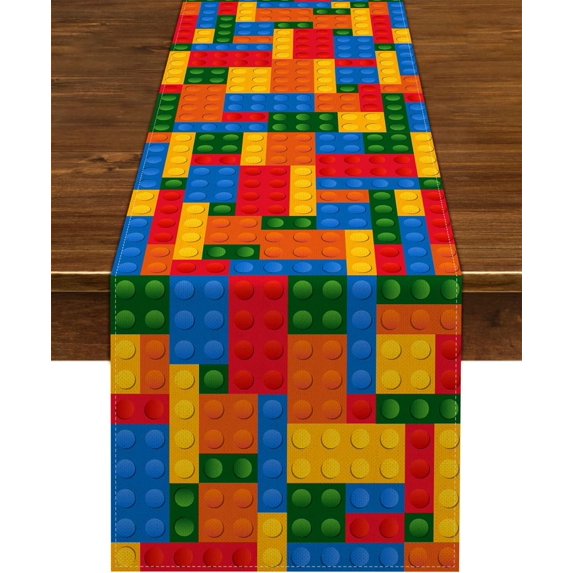Building Blocks Table Runner for Kids Themed Party Supply Colorful ...