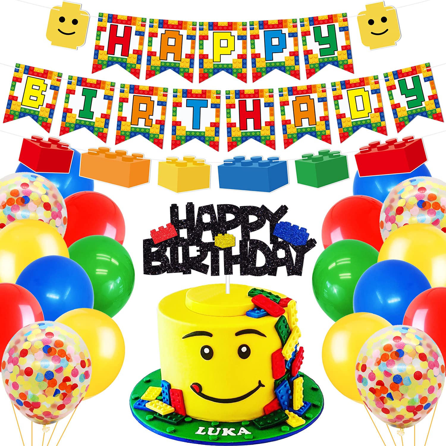 Building Blocks Themed Birthday Party Decorations RST1 Pack - Includes ...