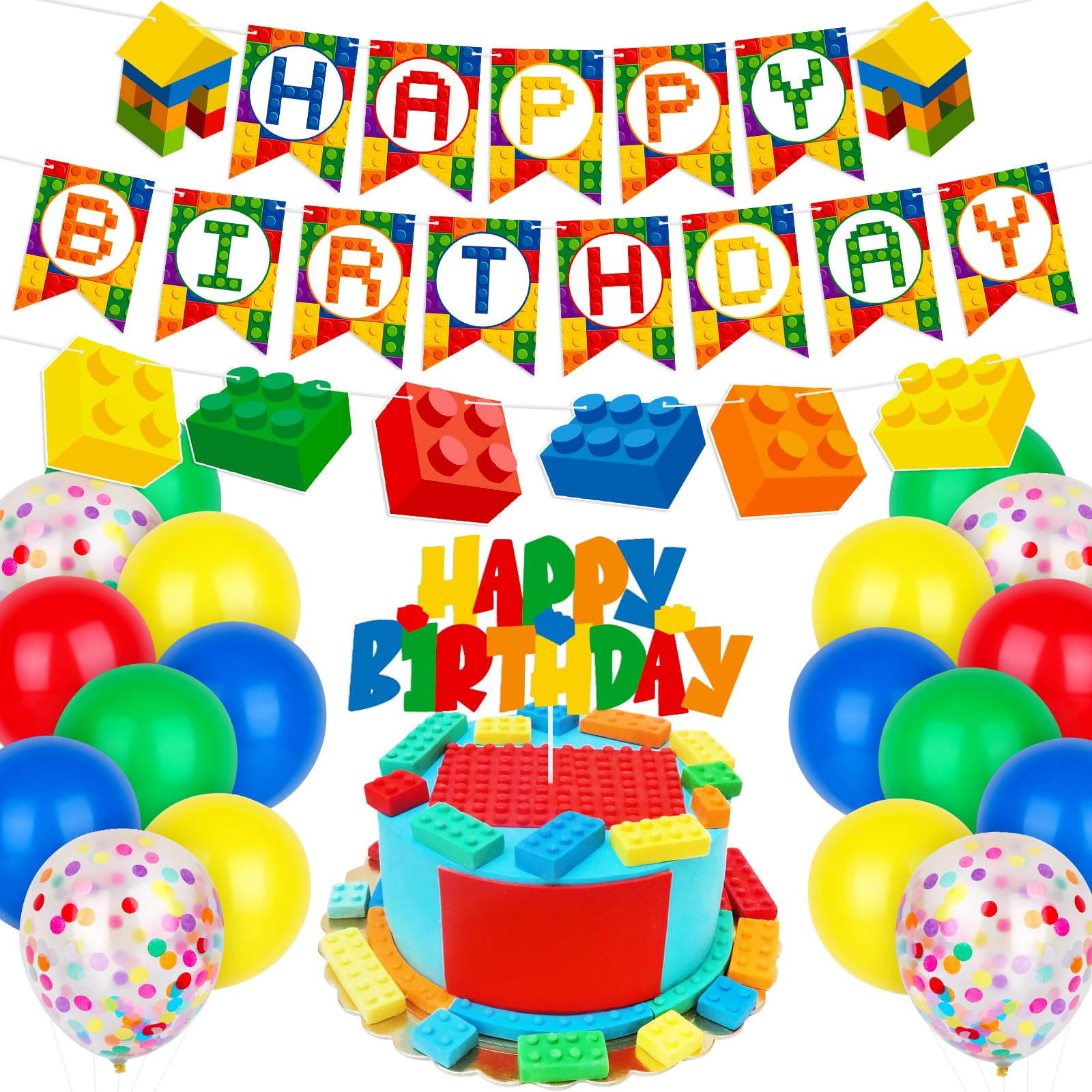 Building Blocks Themed Birthday Party Decorations Pack - Include ...