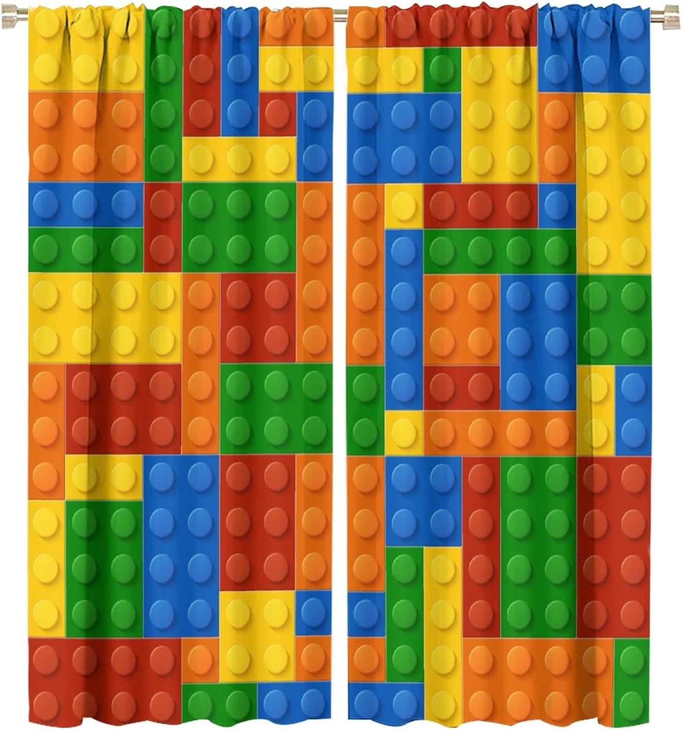 Building Blocks Toy Curtains, Abstract Contour Colorful Plastic Brick ...