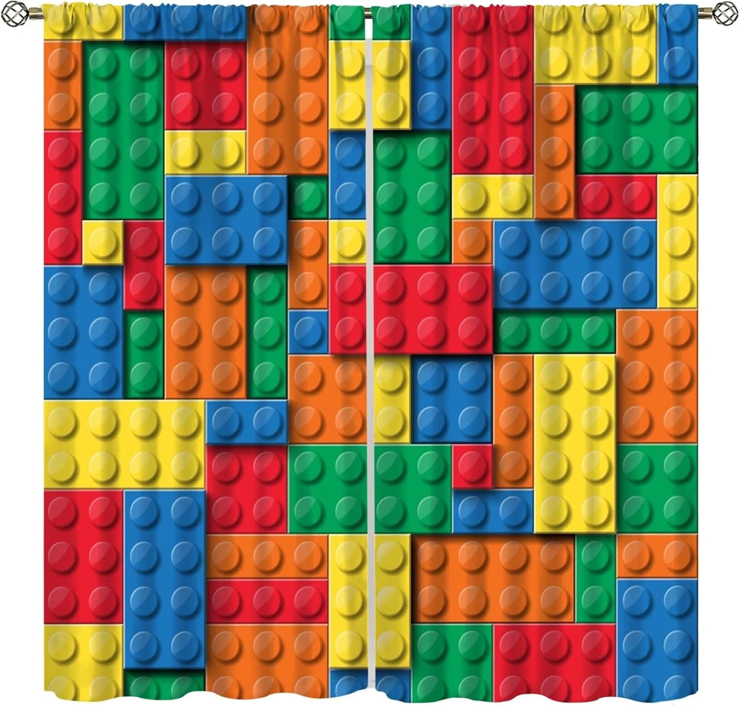 Building Blocks Toy Curtains, Abstract Contour Colorful Plastic Brick ...