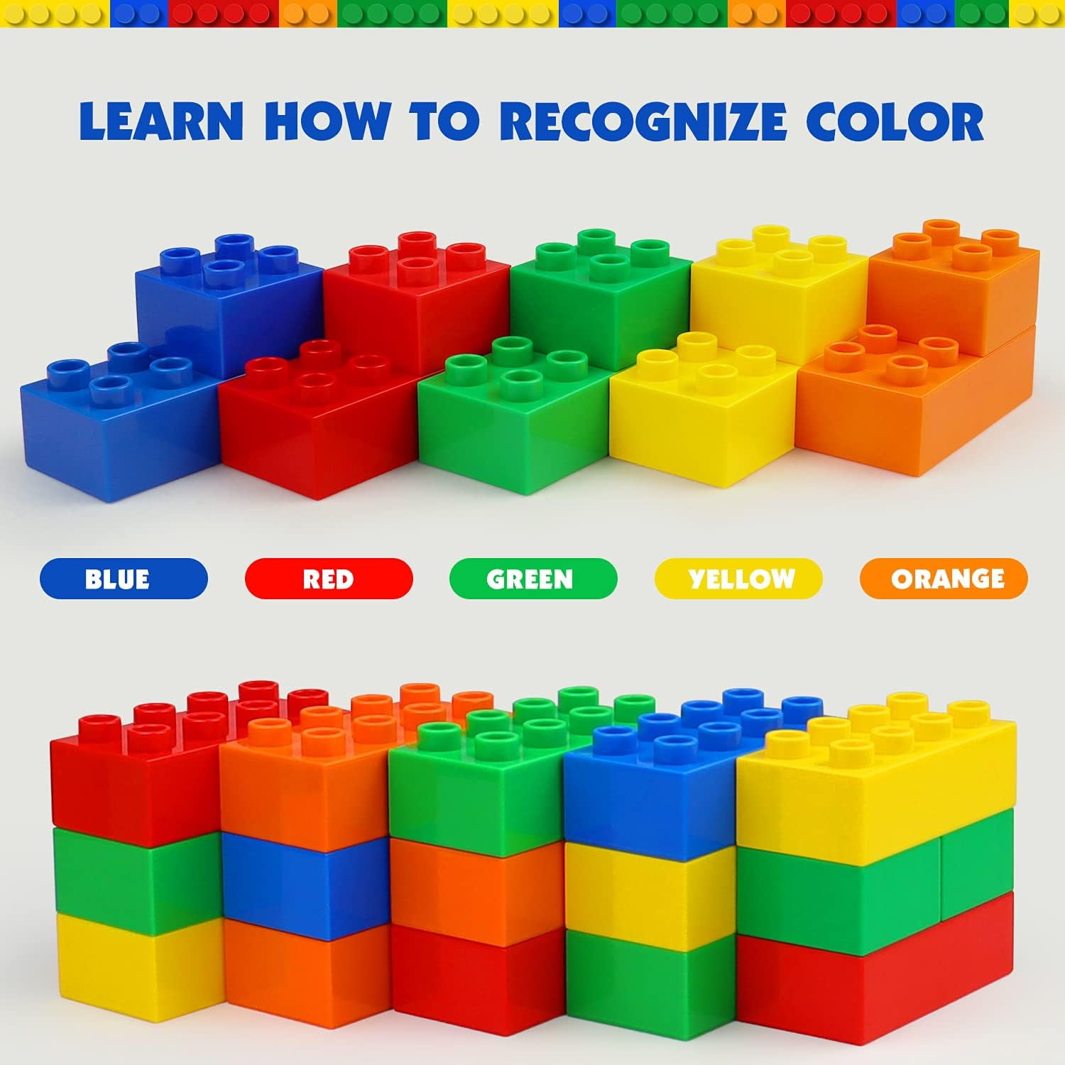 Building Blocks for Kids Toddlers Including a Baseplate, 101-piece ...