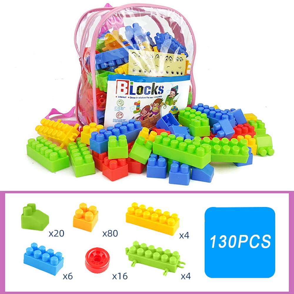 Building Blocks for Toddlers, 130PCS Kids Blocks Educational Assembly Toys, Classic Building ...