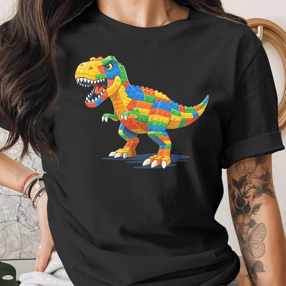 Building Bricks Dinosaur Shirt | Toy Block T-Rex Graphic Tee | Gift for ...
