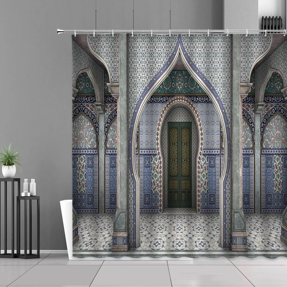 Building Castle Entrance Lamp 3D Printing Shower Curtain Bath Screen ...