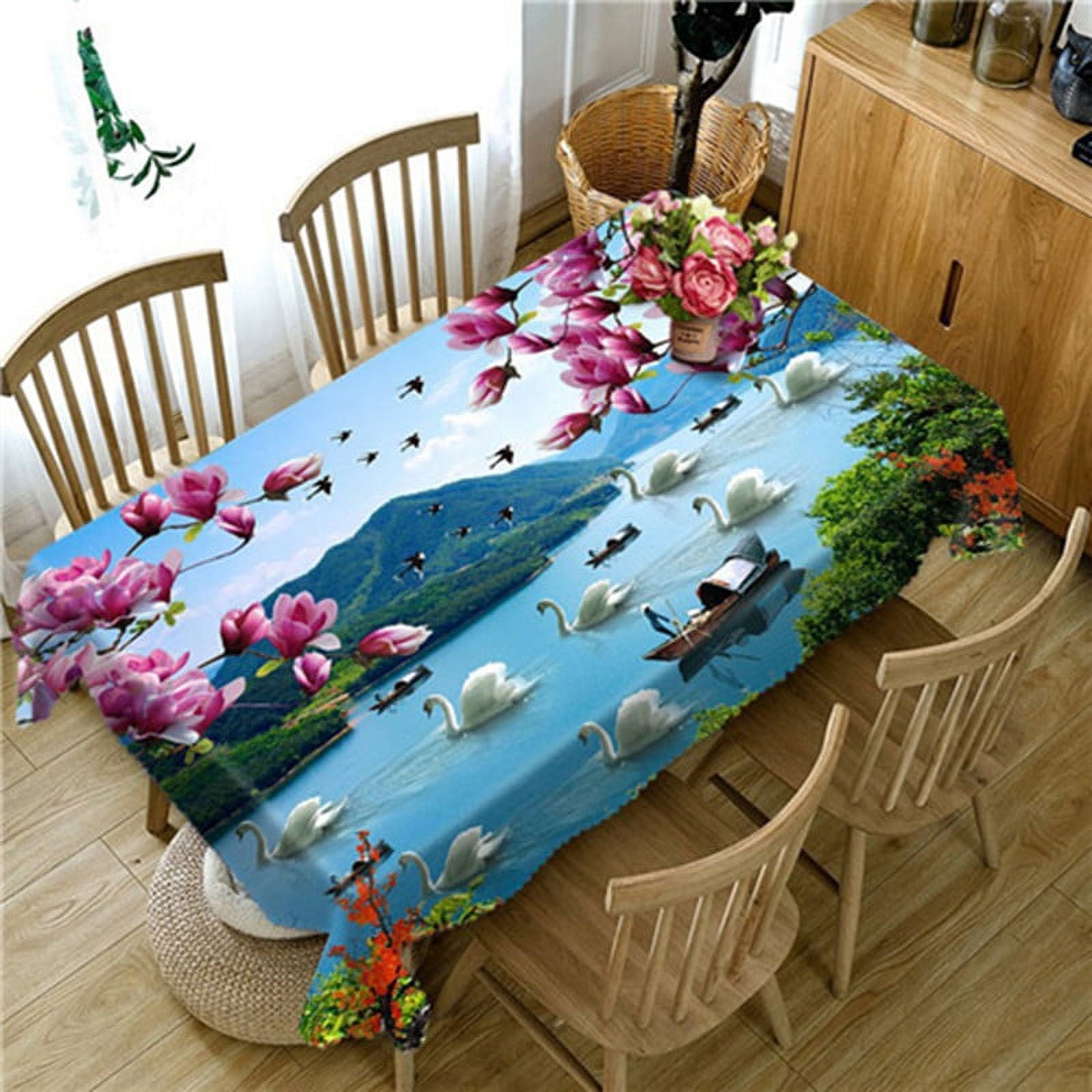 Building Forest Trees Scenic Seaside Creek Rectangular Waterproof ...