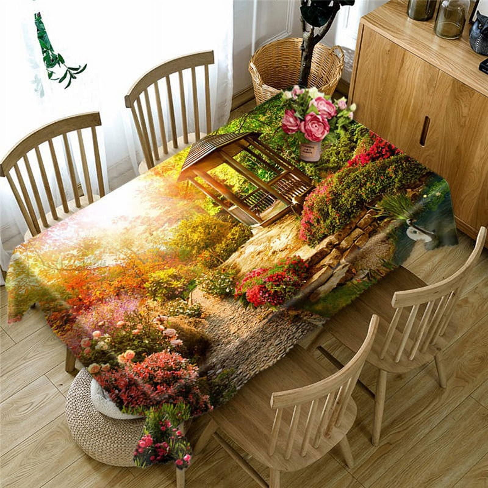 Building Forest Trees Scenic Seaside Creek Rectangular Waterproof ...