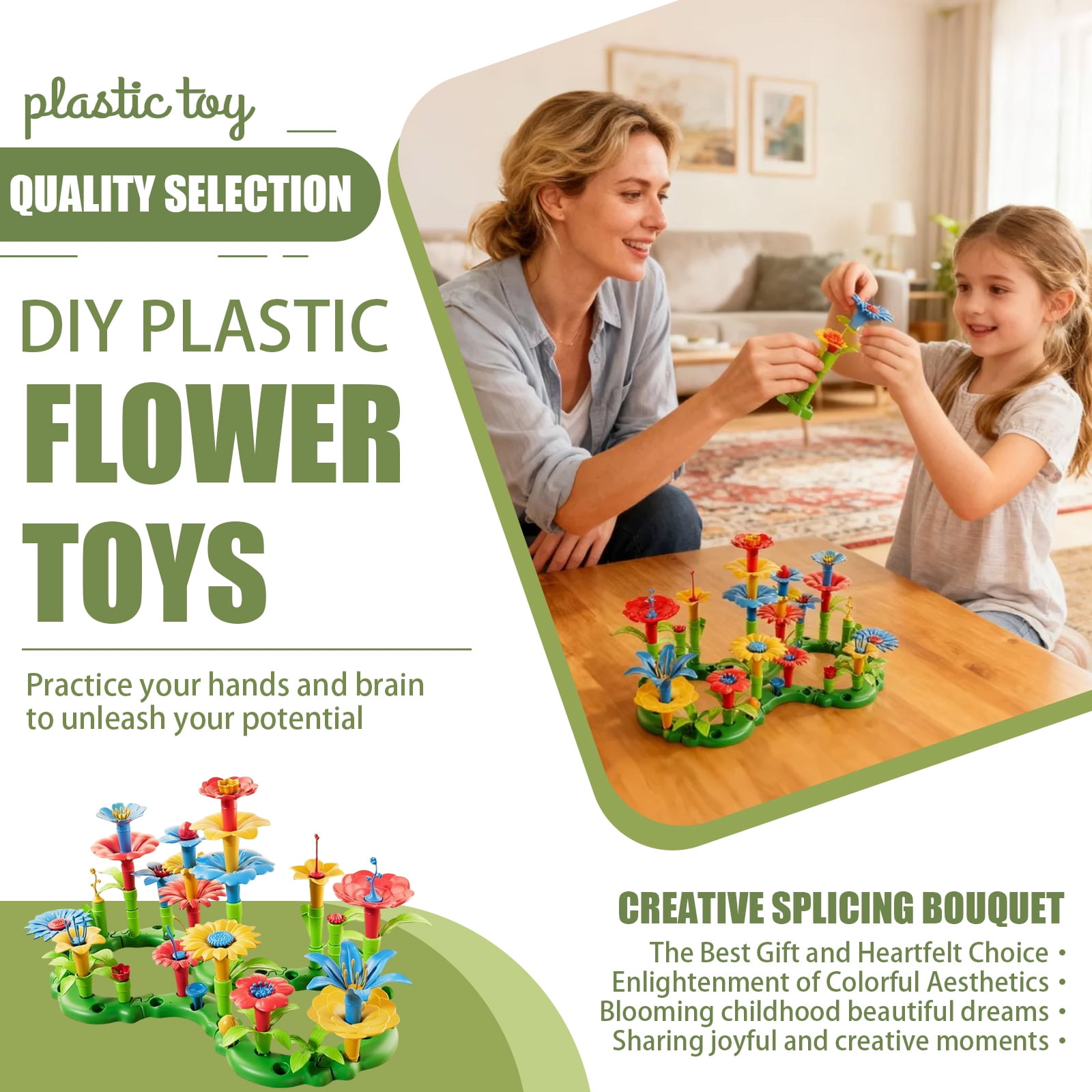 Building A Garden Kids Educational Diy Flower Arrangement Toy Set With ...