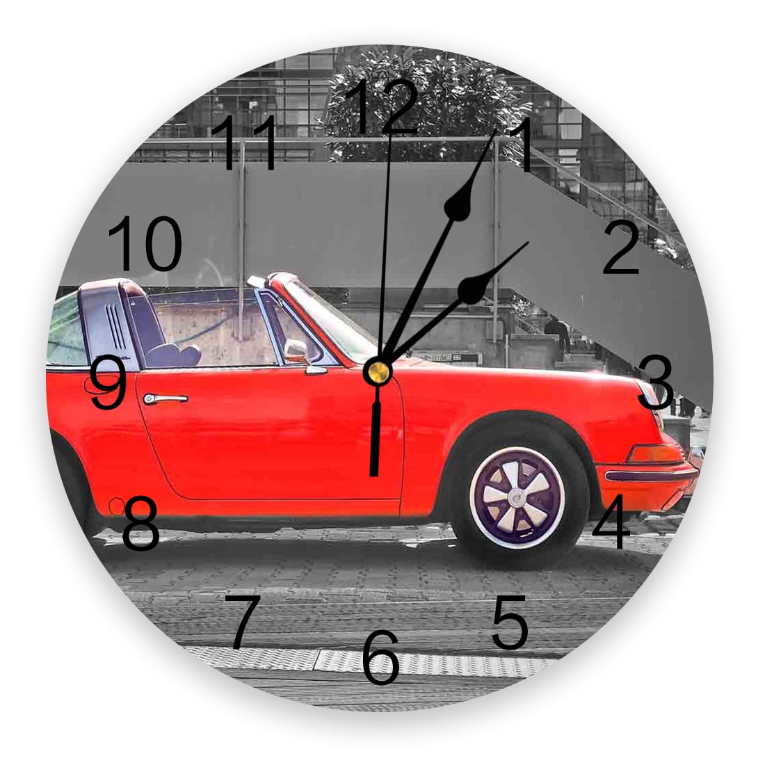 Building House Yellow Car Street Clocks Wall Home ration Modern Kitchen ...