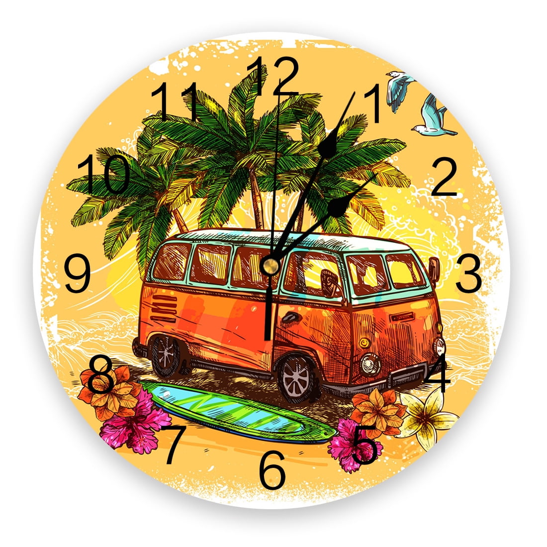 Building House Yellow Car Street Clocks Wall Home ration Modern Kitchen ...