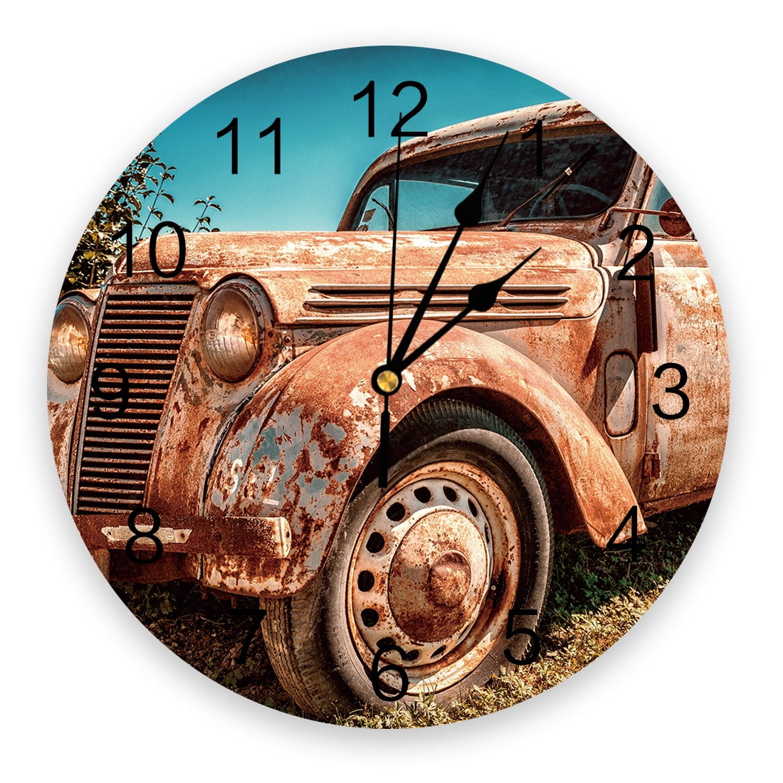 Building House Yellow Car Street Clocks Wall Home ration Modern Kitchen ...