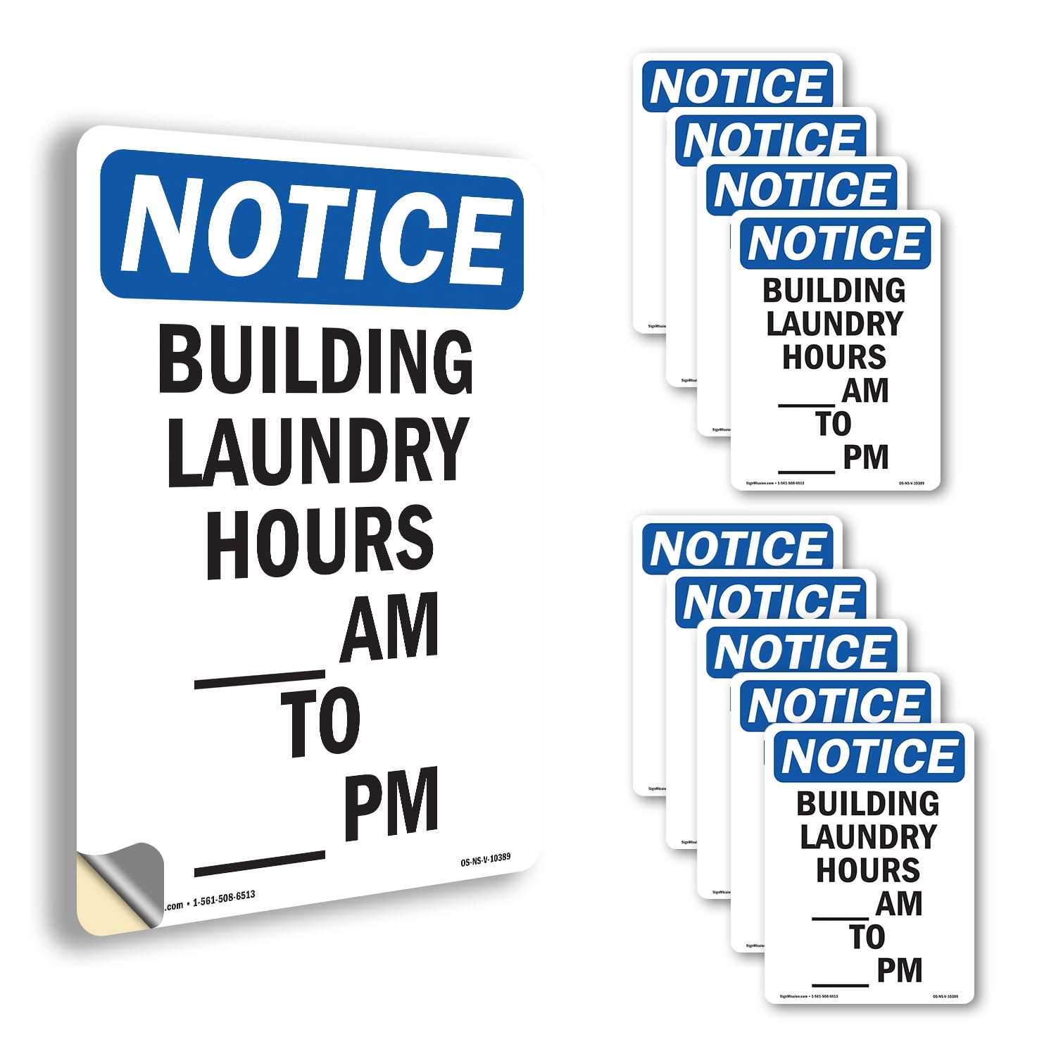 Building Laundry Hours ____ Am OSHA Notice Vinyl Decal Label 10 Inch x ...