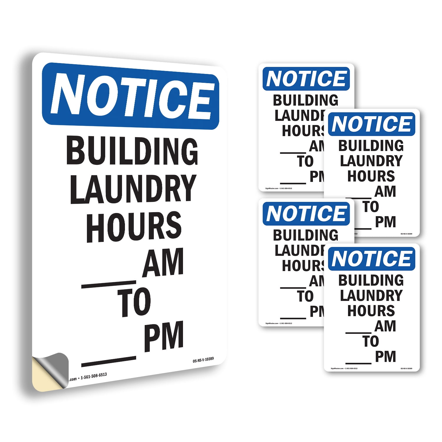 Building Laundry Hours ____ Am OSHA Notice Vinyl Decal Label 14 Inch x ...