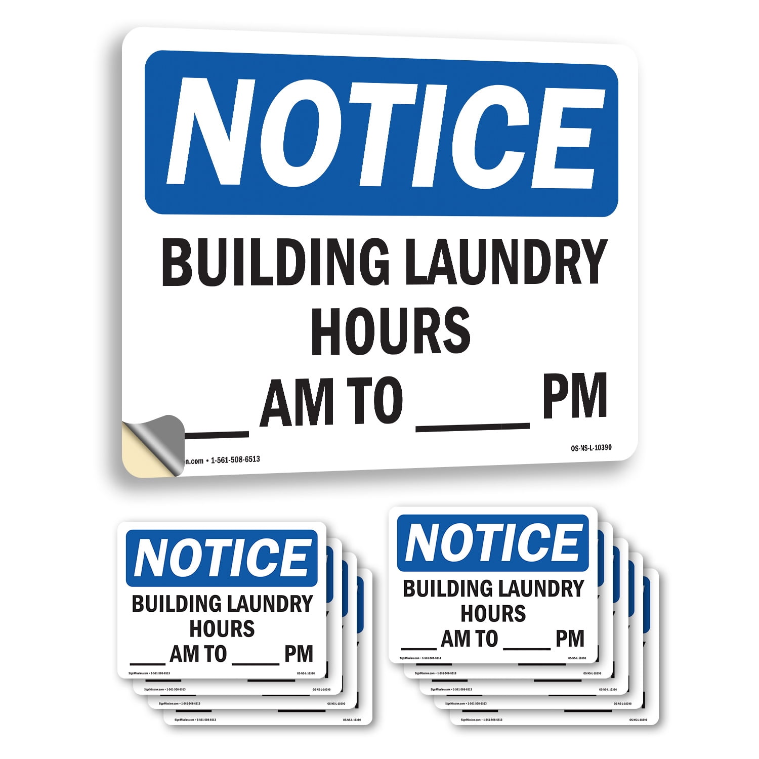 Building Laundry Hours ____ Am To ____ Pm OSHA Notice Vinyl Decal Label ...