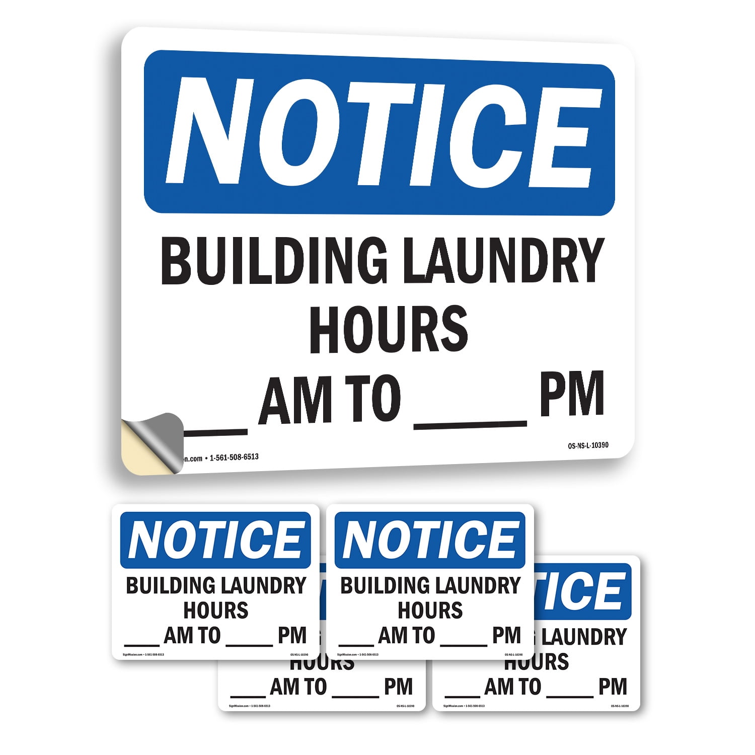 Building Laundry Hours ____ Am To ____ Pm OSHA Notice Vinyl Decal Label ...