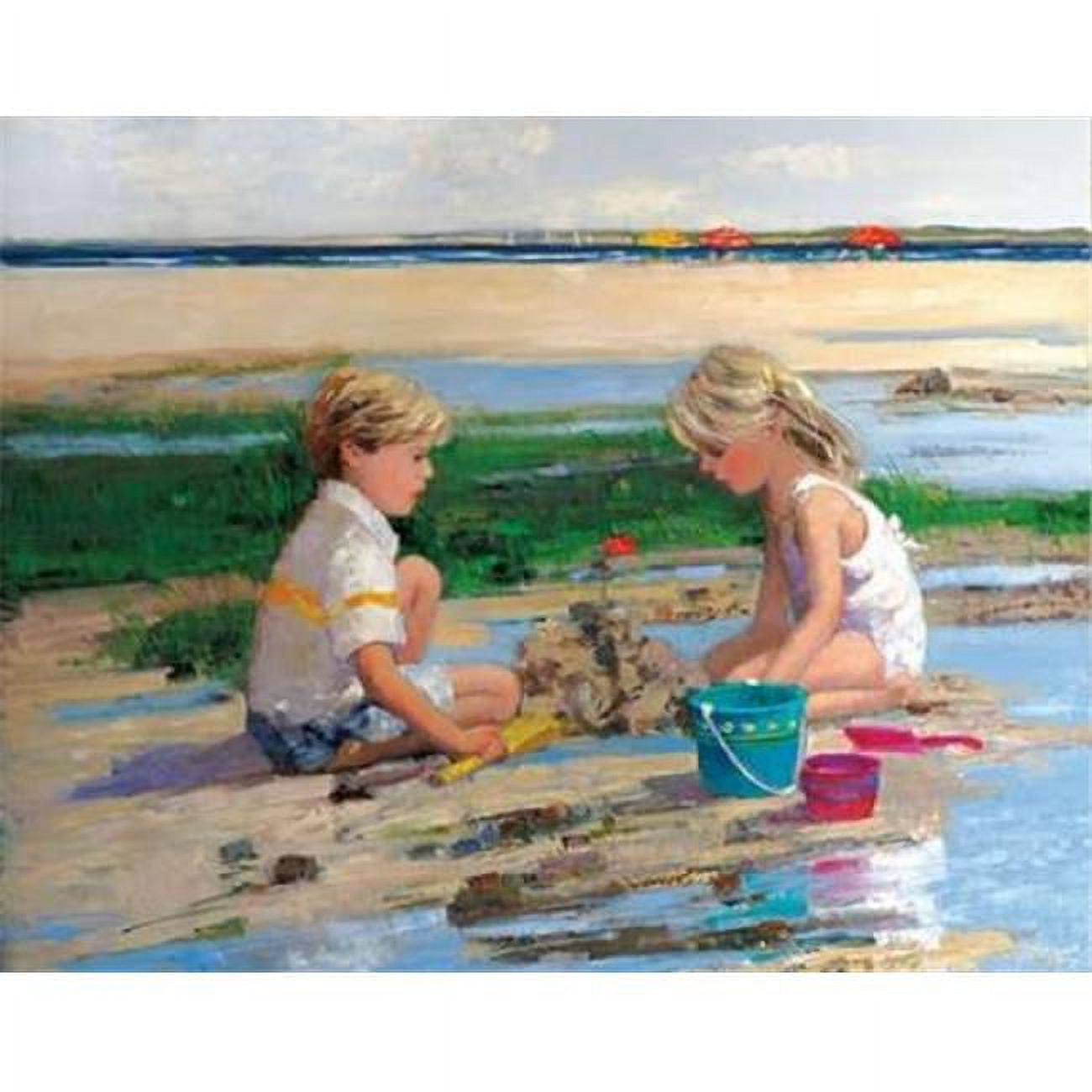 Building Sand Castles Poster Print by Sally Swatland, 22 x 28 - Large ...