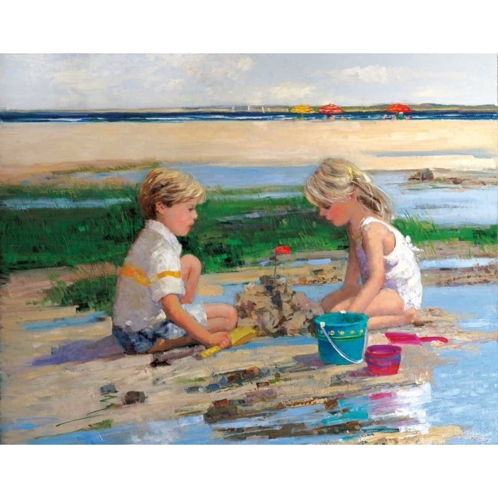 Building Sand Castles Poster Print by Sally Swatland - Walmart.com