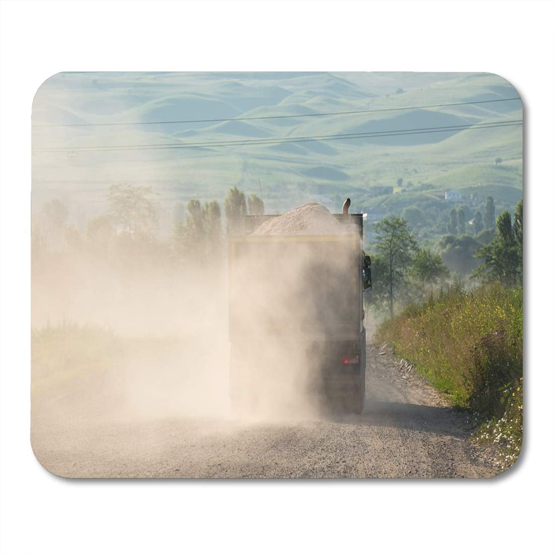 Building The Truck Rides on Dusty Dirt Road Mousepad Mouse Pad Mouse ...