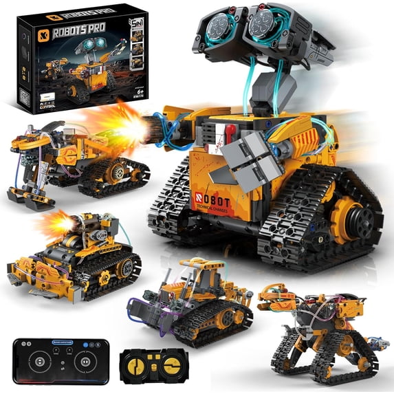 Building Toys STEM Robot Kit，5 in 1 Remote & APP Controlled Building ...