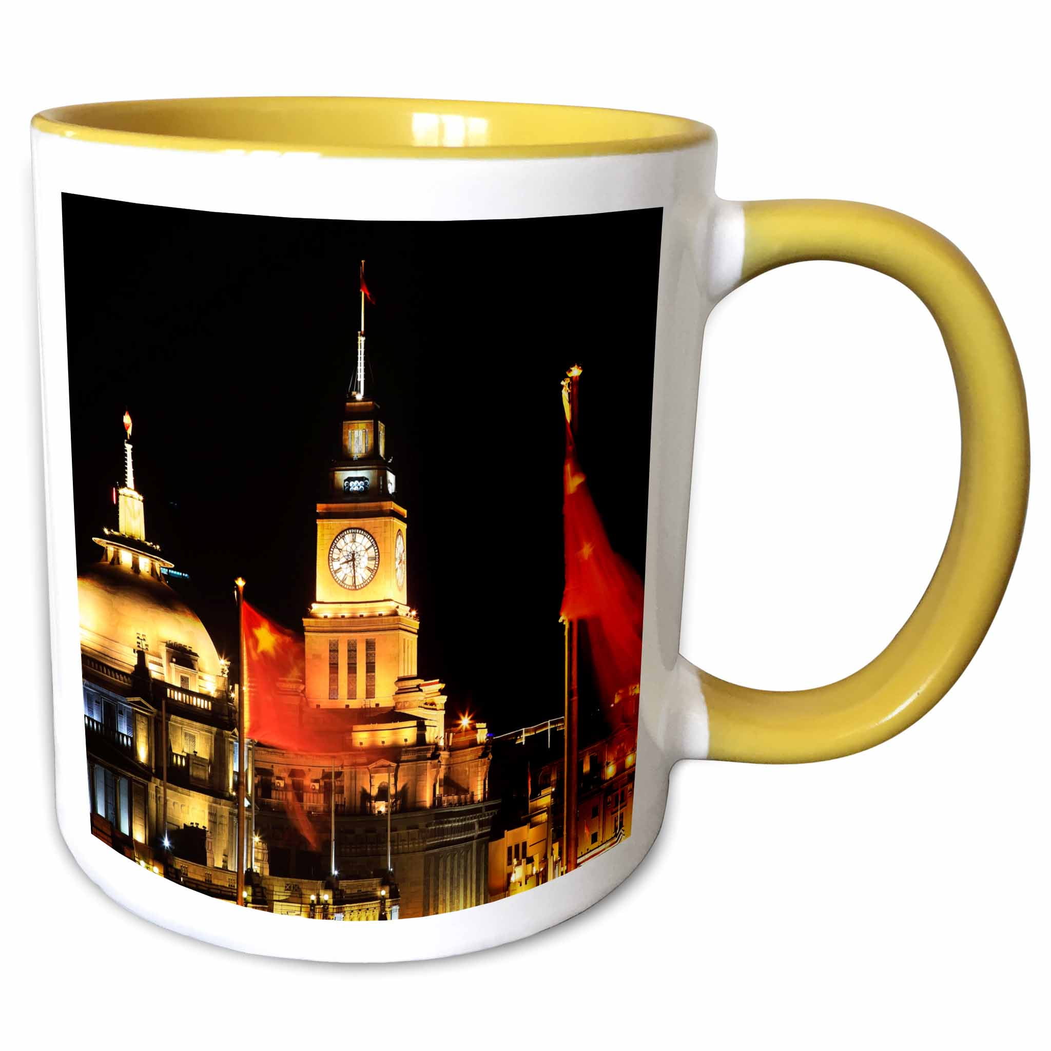 Building along the bund, Shanghai, China 15oz Two-Tone Yellow Mug mug ...