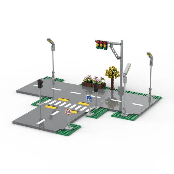 Building blocks 60304 Urban road floor road T-type road plate street ...