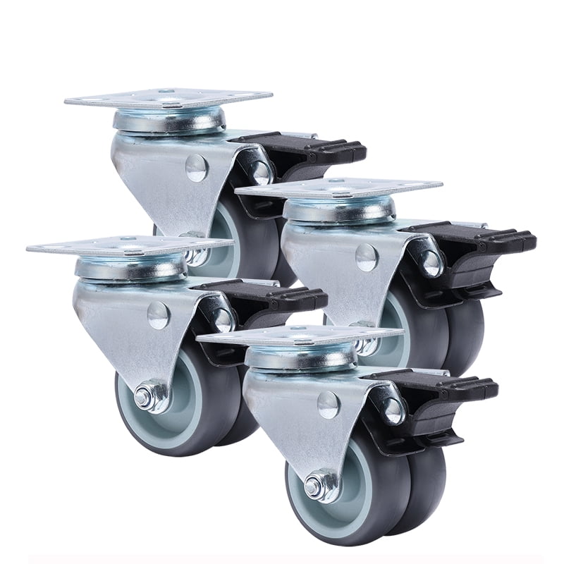 Buildzy 4PCS Casters Wheels 2 inch Heavy Duty Swivel Soft Rubber Roller ...