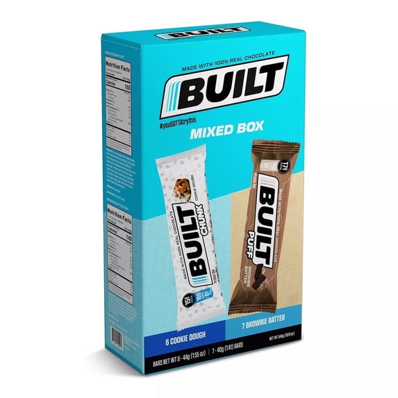 BUILT Puff Collagen Protein Bars, Mixed Cookie Dough and Brownie Batter ...