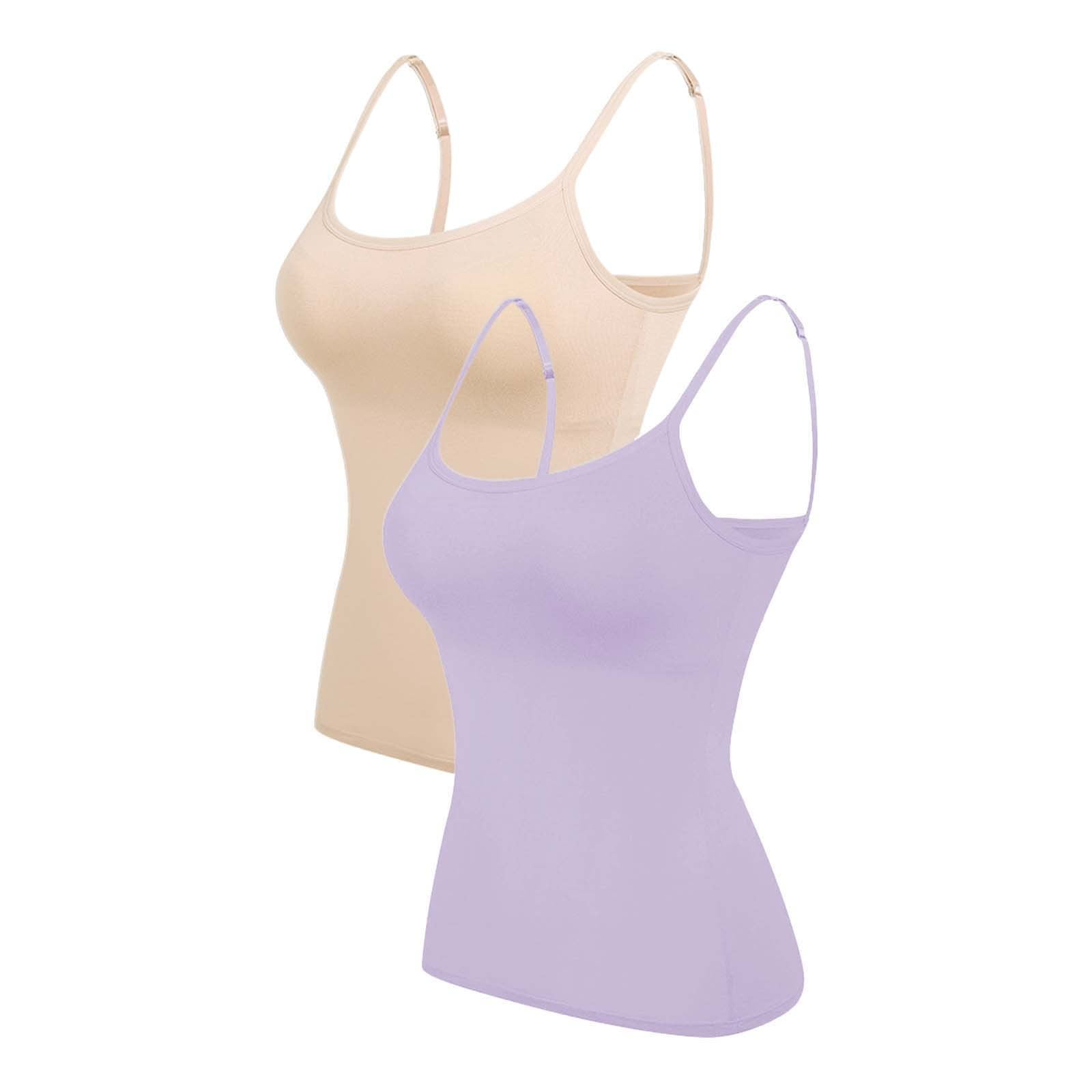 Built in Bra Tank Tops for Women 2024 Summer Casual Adjustable ...