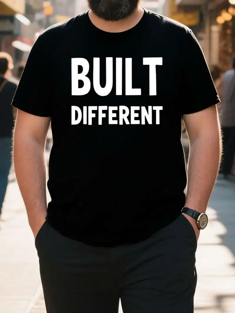 Built Different Motivational Quote Men Heavyweight 100% Cotton T-Shirt ...