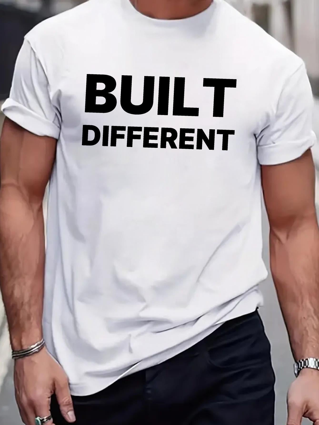 Built Different Print Tee Shirt, Tees For Men, Casual Short Sleeve T-shirt For Summer Tee For ...