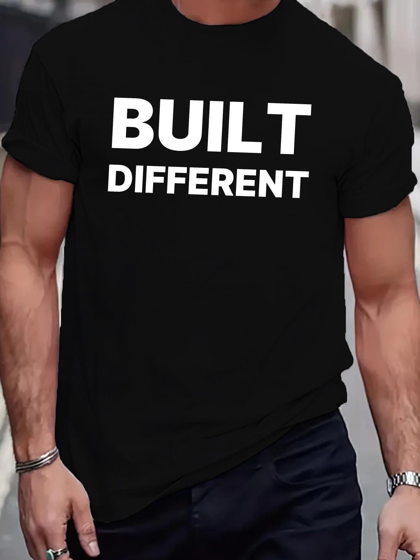 Built Different Print Tee Shirt, Tees For Men, Casual Short Sleeve T ...