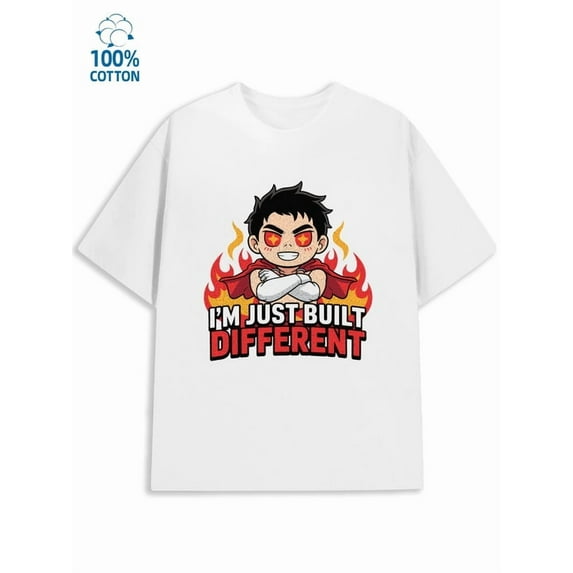 Built Different Tee men funny humor 180G 100% Cotton white wife y2k ...