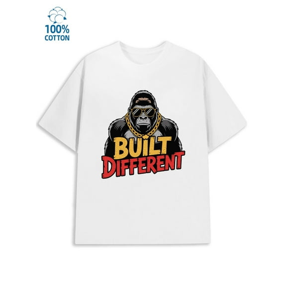 Built Different Tee men's funny humor 180G 100% Cotton white funny ...