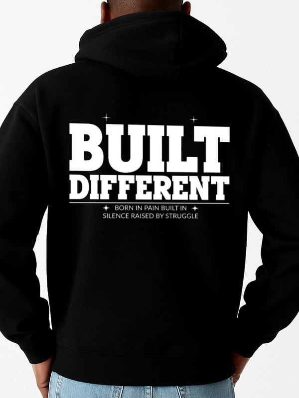 Built Different graphic hoodies funny humor for men regular fit black ...