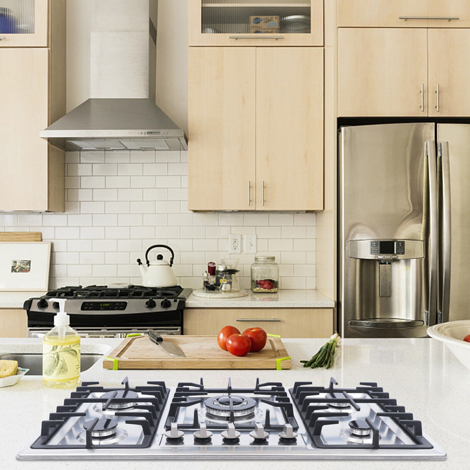 Built-In 5 Burners Stove Top Gas Cooktop Kitchen Gas Cooking Easy Clean ...