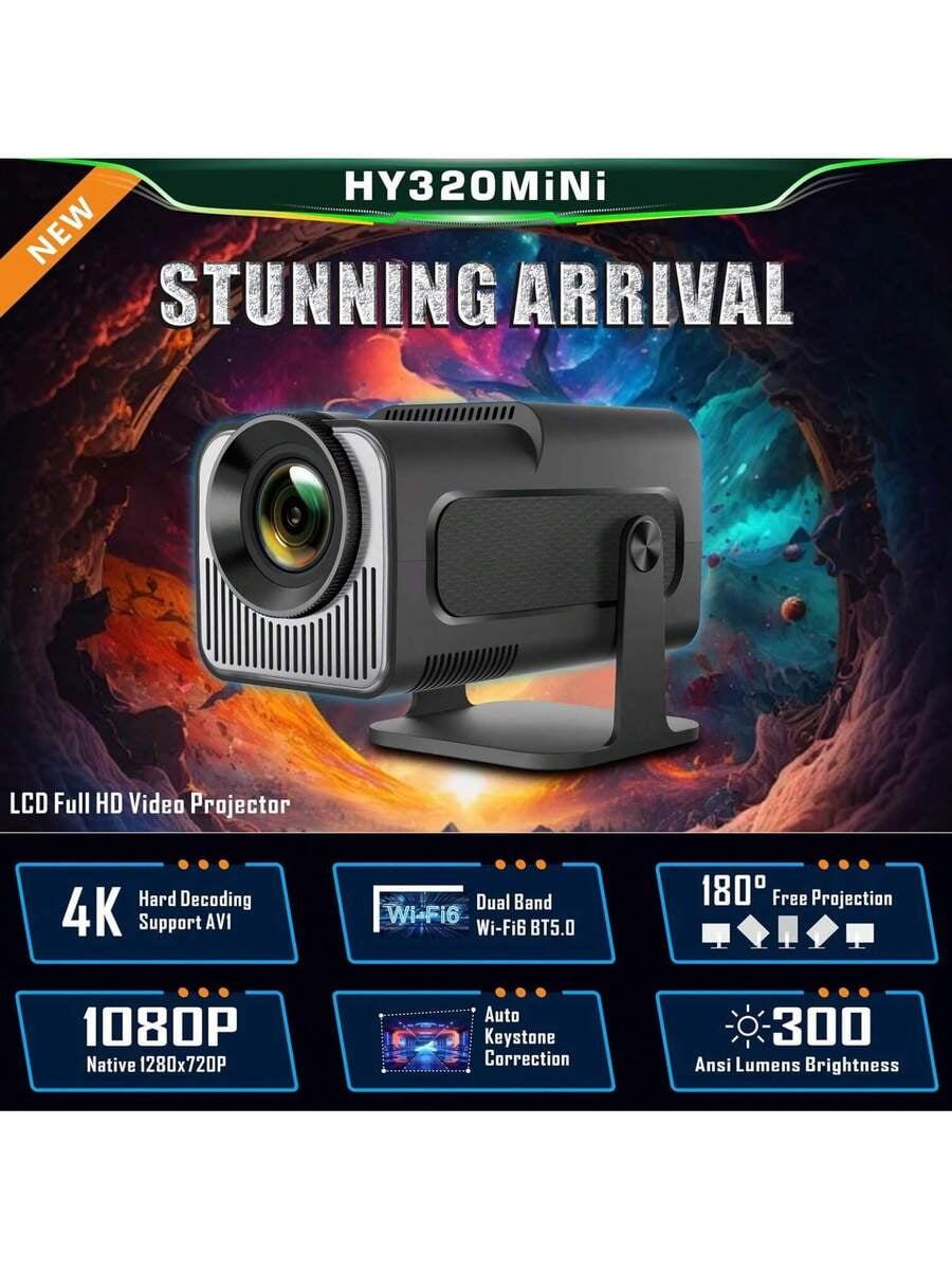 [Built-In App]Projector 1080P Full HD, 4K Projector, 180° Rotatable ...
