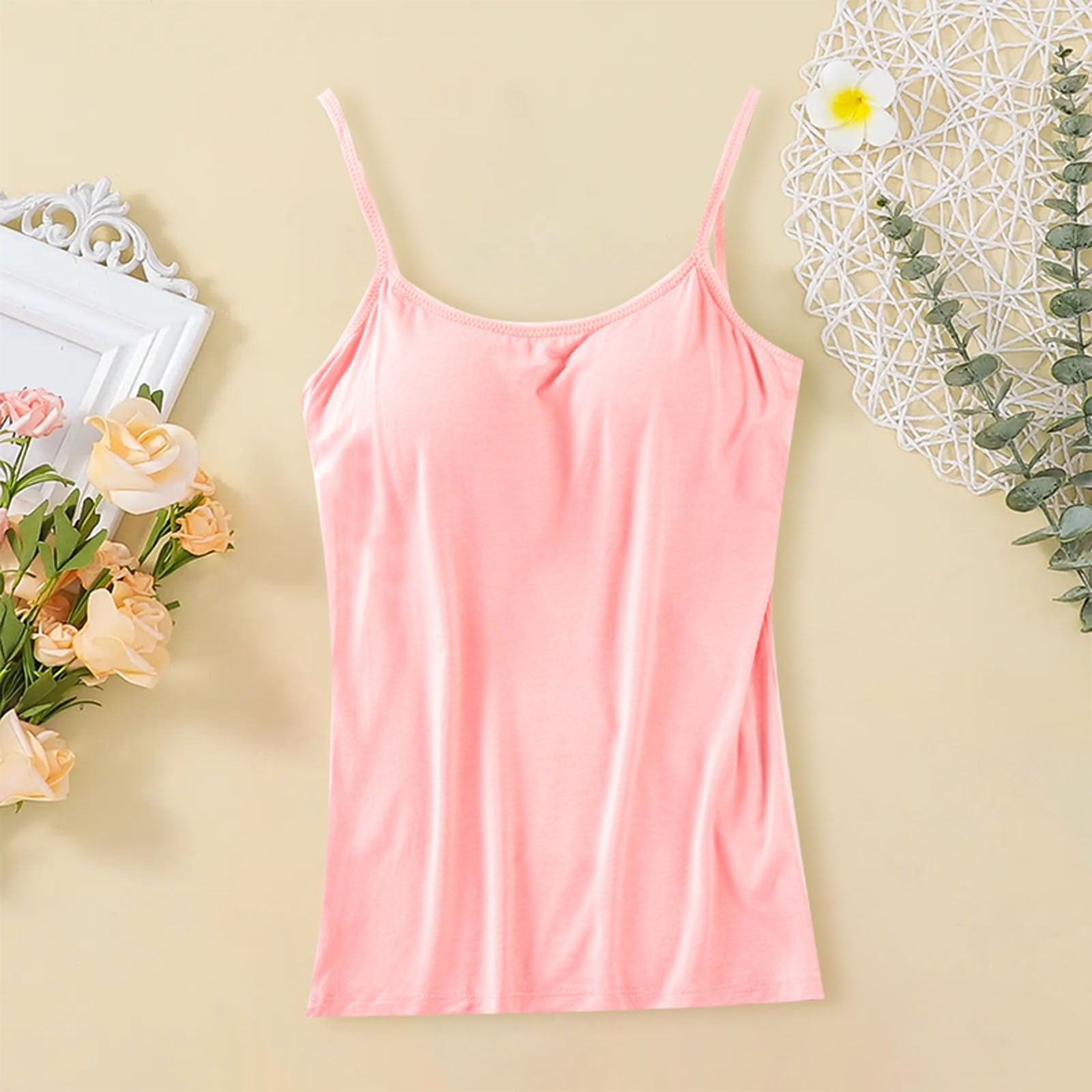 Built In Bra Tank Tops for Woman – Adjustable Strap Sleeveless Camisole ...
