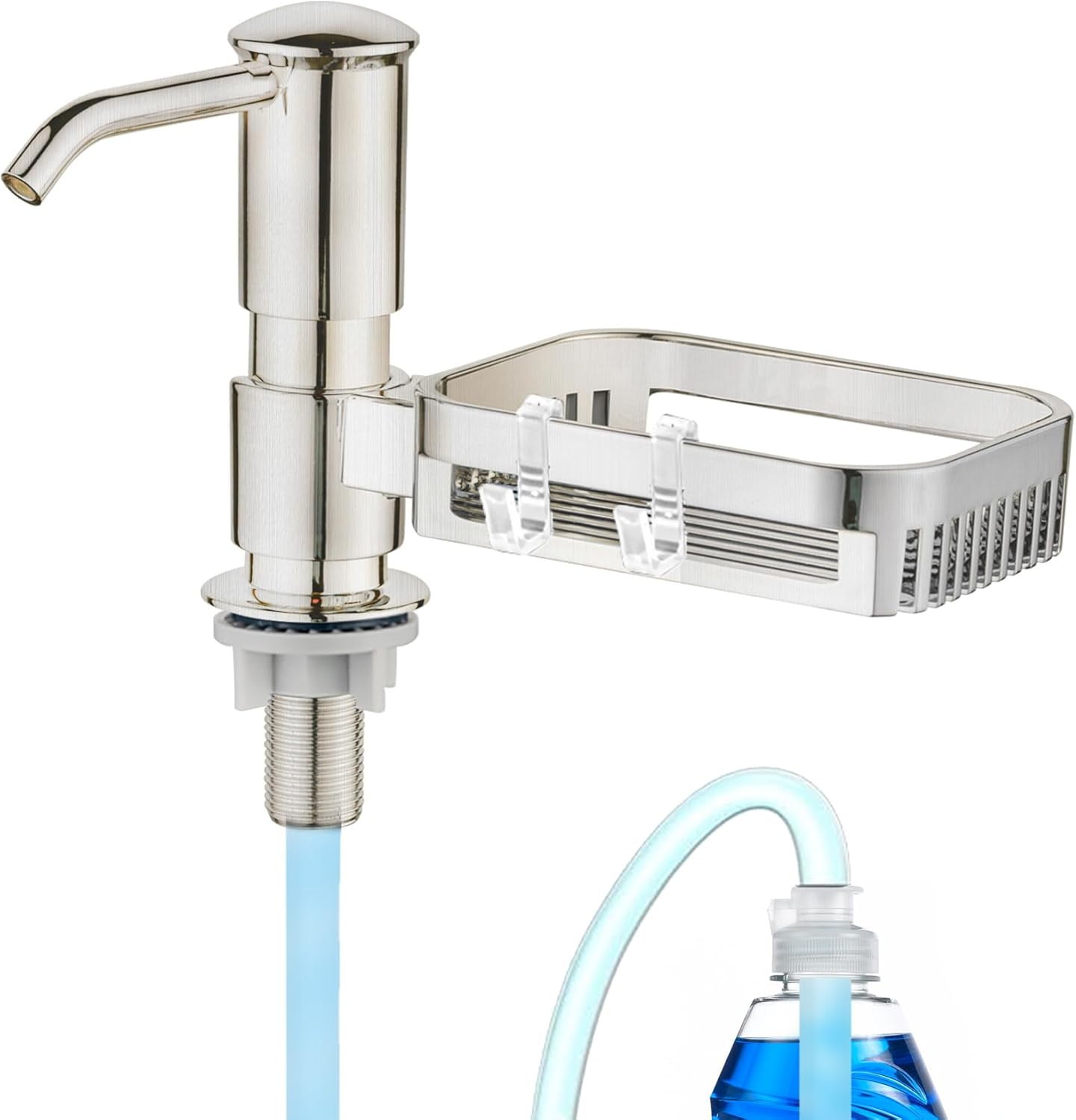 Built-In Soap Dispenser Pump for Kitchen Sink - Brushed Nickel ABS Pump ...