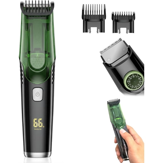 Built-In Vacuum Beard Trimmer for Men, Waterproof Rechargeable No-Mess ...