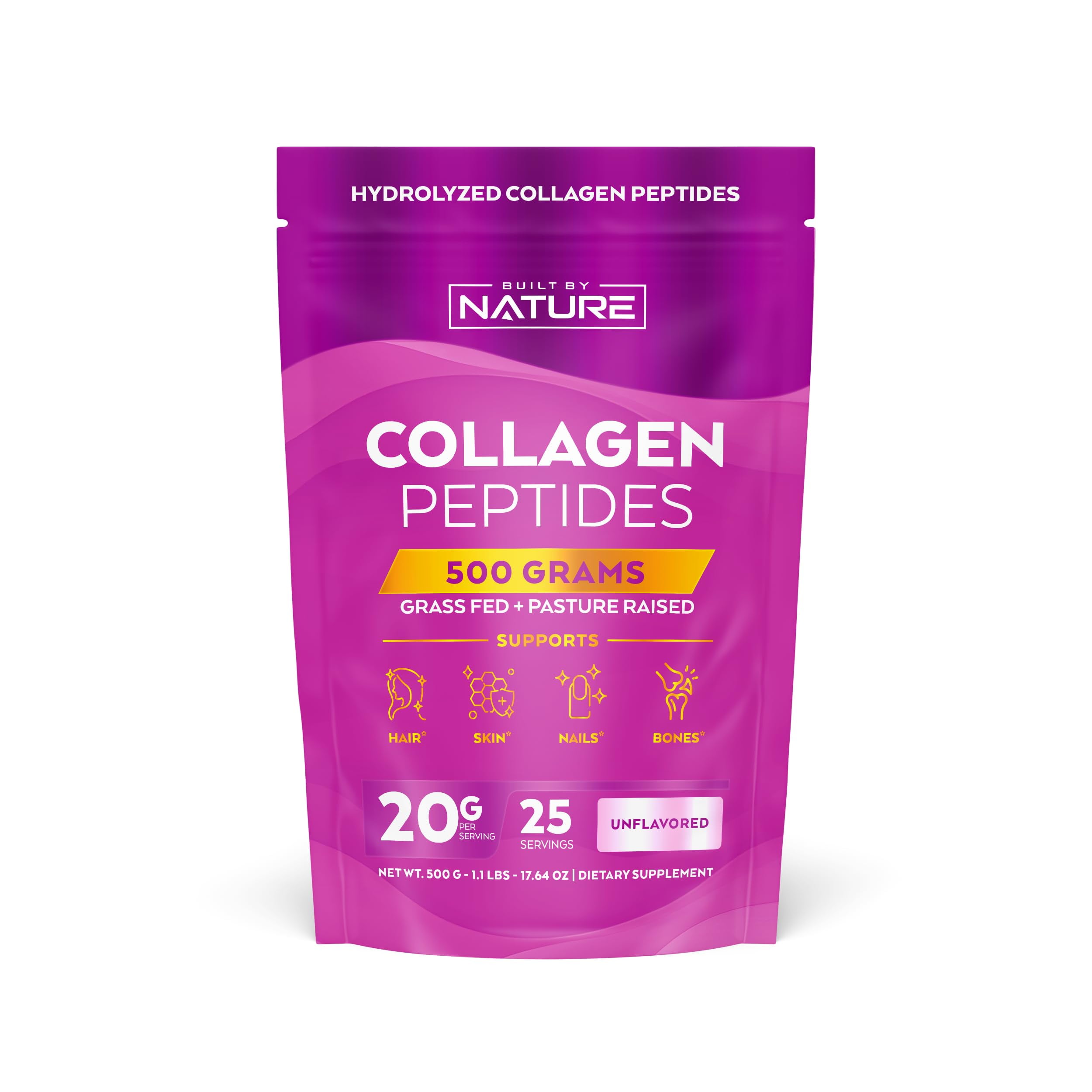 Built by Nature Collagen Peptides Powder, 500 Grams - Unflavored ...