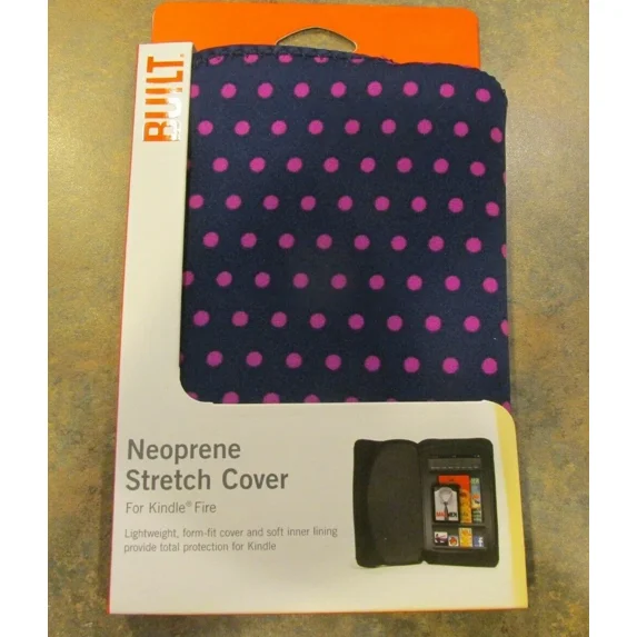 Built Neoprene Stretch Cover For Kindle Fire -Blue & Purple Polka Dots ...