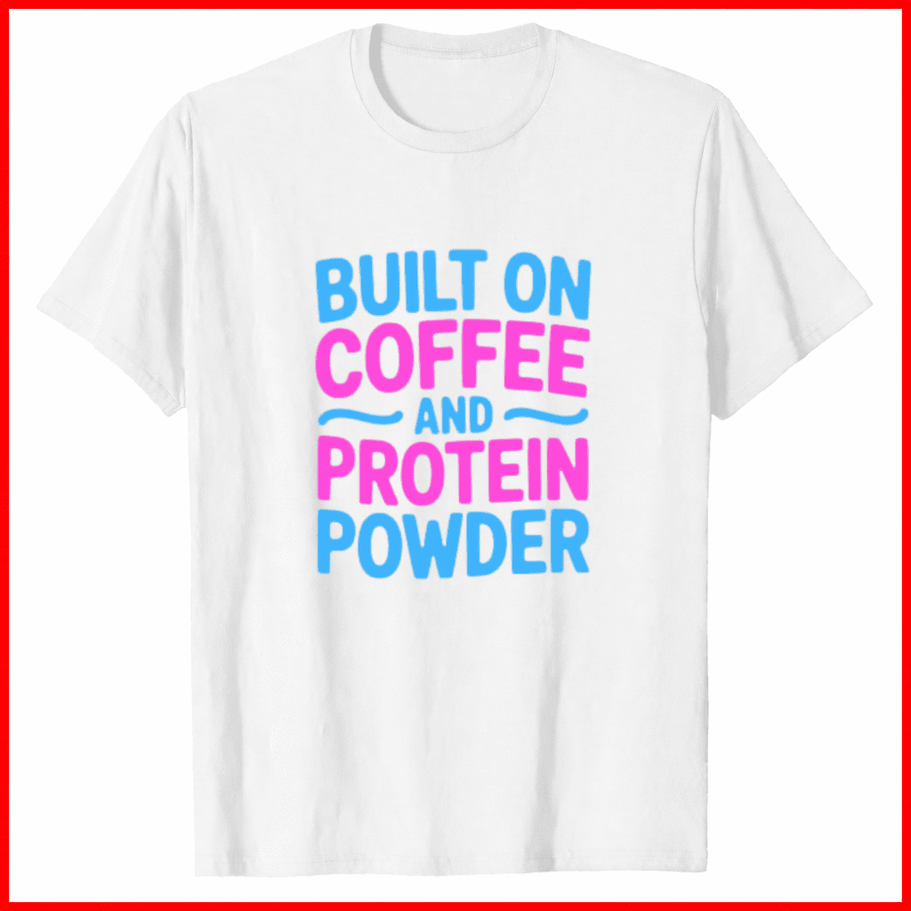 Built On Coffee And Protein Pink Gym Fitness Exercise Graphic Shirt,for ...