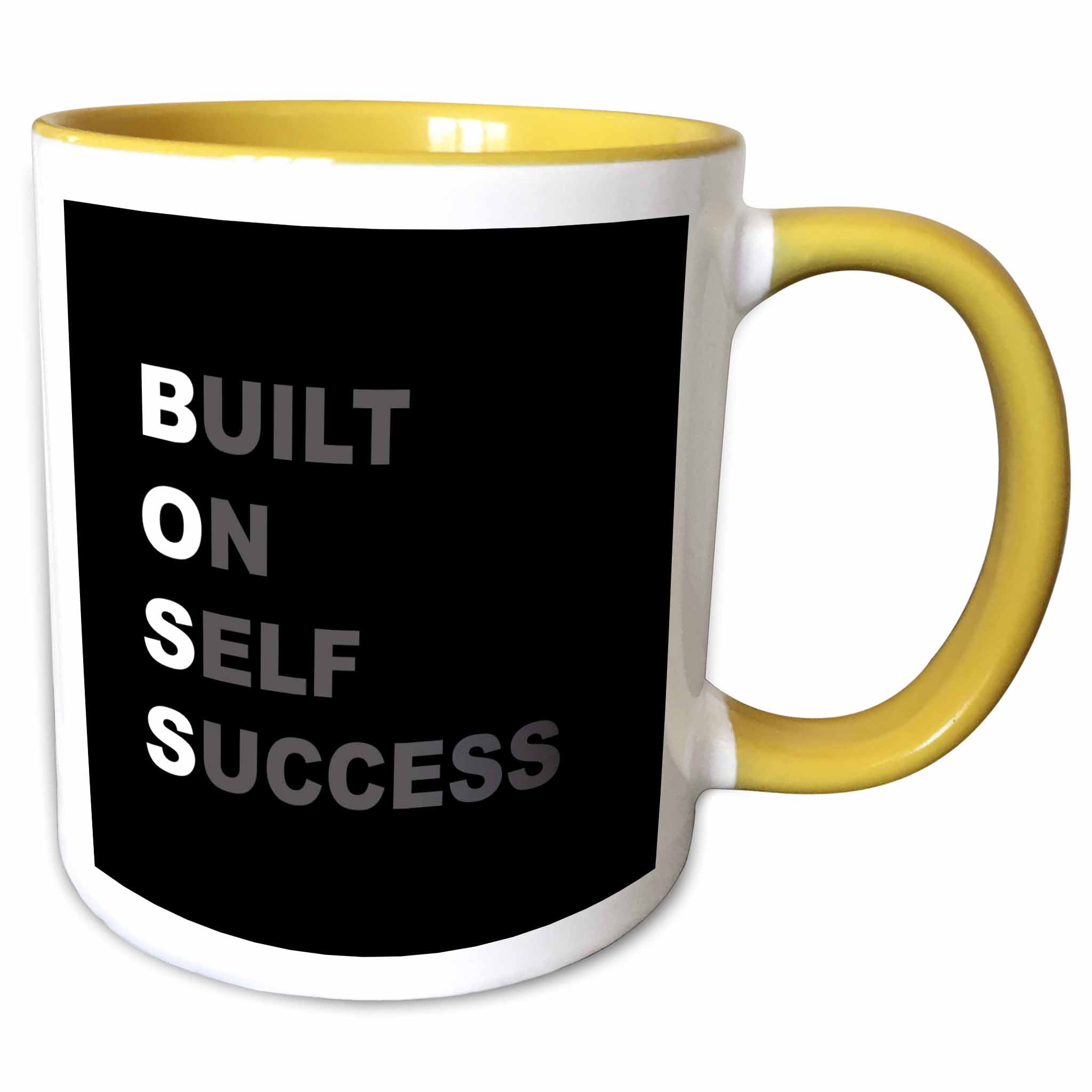 Built On Self Success. White and gray lettering on black background ...