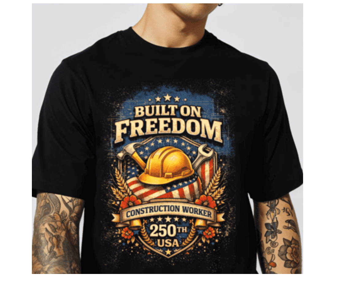 Built On Strength Construction Worker 250 Years Usa Graphic T Shirt ...