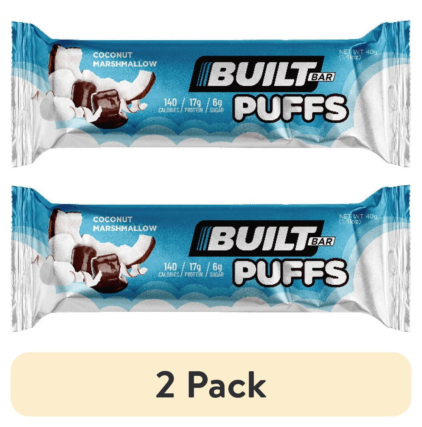 (2 pack) Built Puffs Protein Bar, Coconut, 17g Protein, Collagen, 140 ...