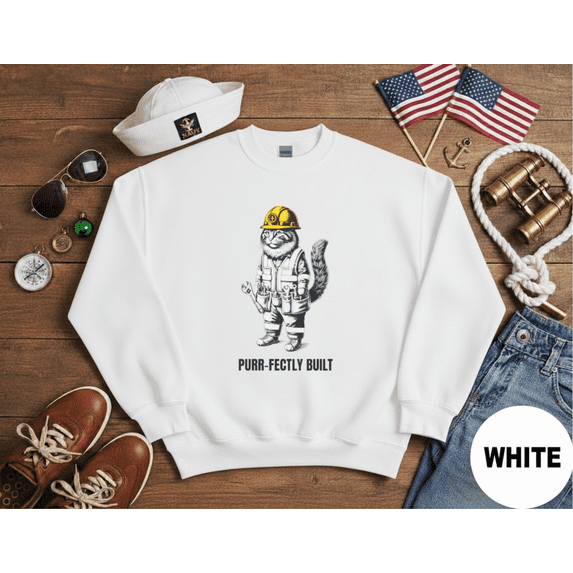 Built Purrfectly Funny Cat Humor Pet Lover Festive Holiday Cozy ...